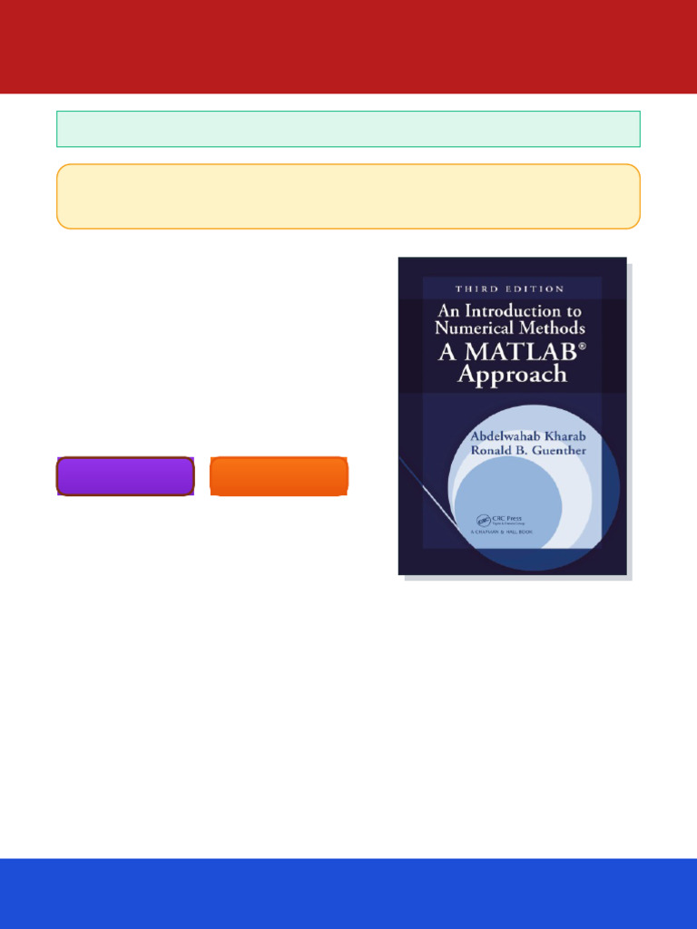 An Introduction To Numerical Methods A MATLAB Approach Third Edition Guenther Ebook Professional ...
