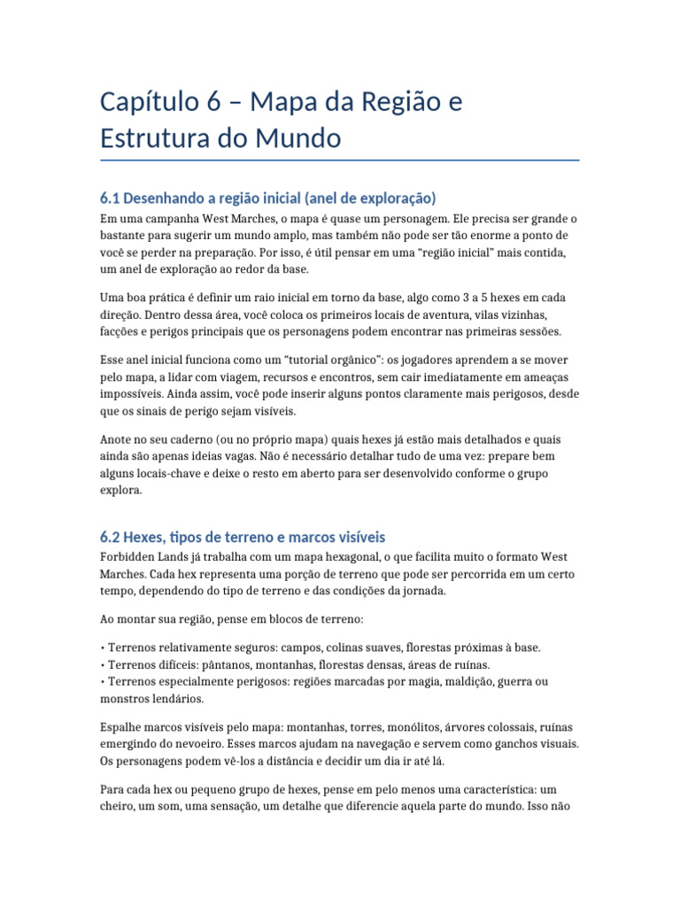 Mapa e Estrutura do Mundo em West Marches | PDF