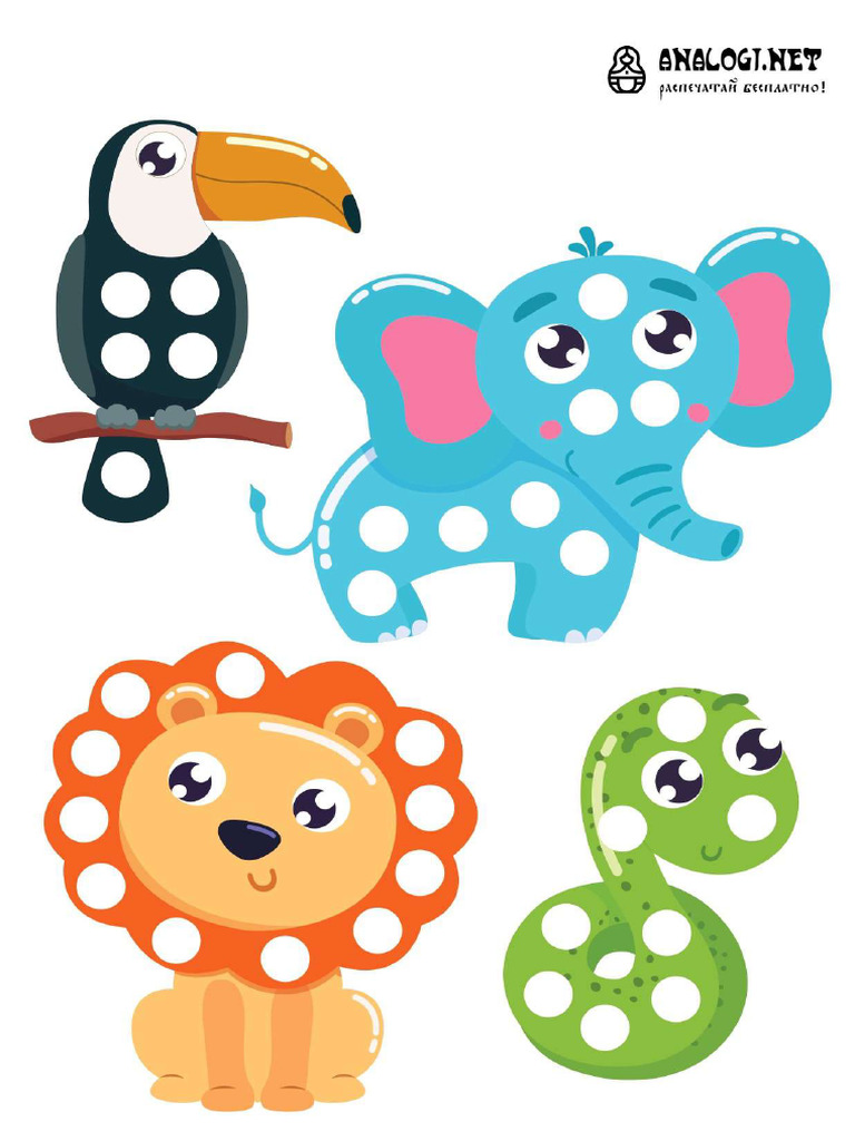 Raskraski Palchikami Veselye Zhivotnye | PDF