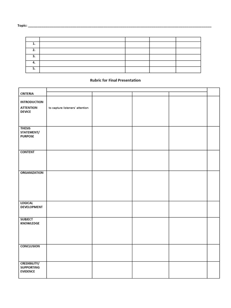 Rubric Form 30092025 103804am | PDF | Speech | Rhetoric