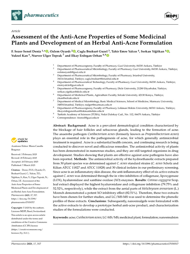 Herbal Anti-Acne Formulation Study | PDF