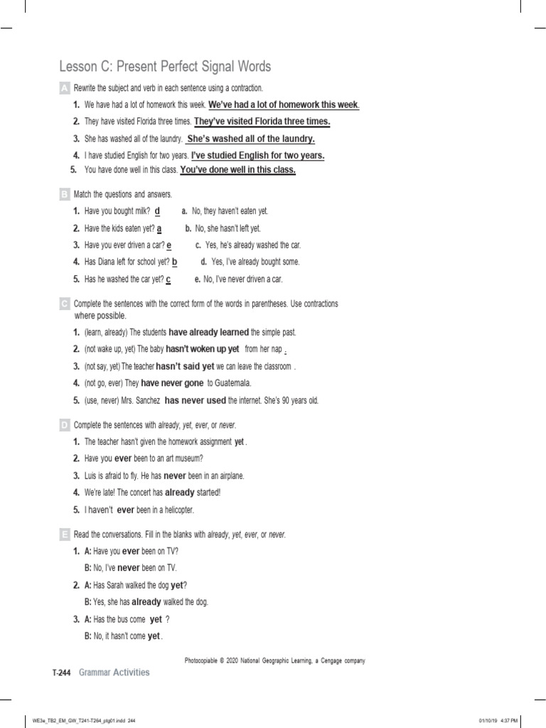 Present Perfect Contractions & Usage | PDF | Linguistics