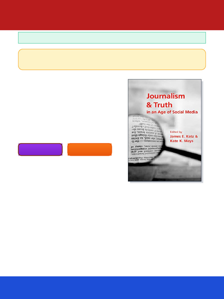 Journalism and Truth in An Age of Social Media James E. Katz Ebook ...