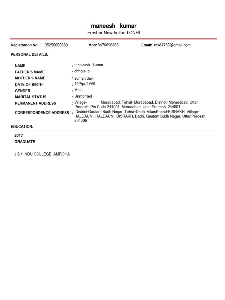 JobSeekerResume Maneesh | PDF