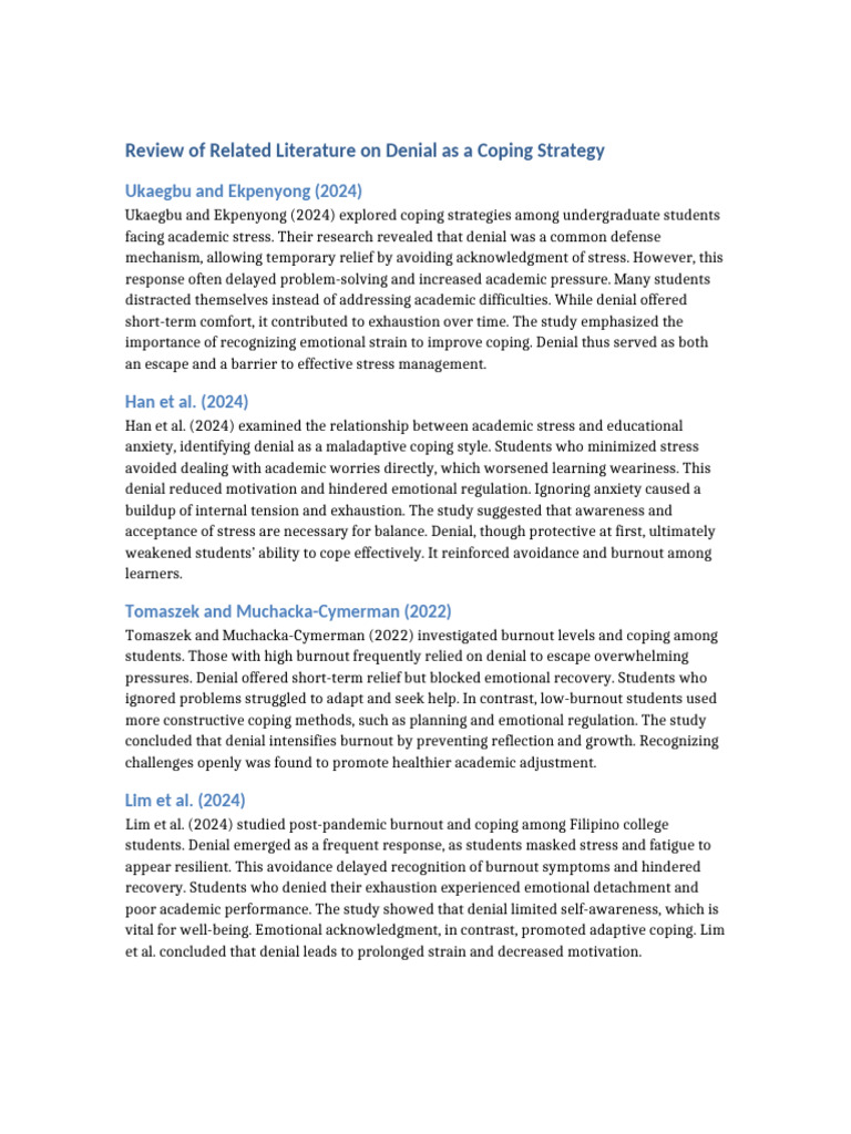 Denial as a Maladaptive Coping Strategy | PDF