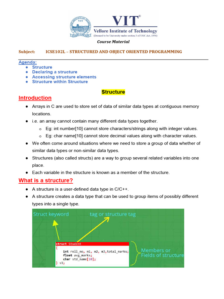 8-Implementation of Structure - Structure Within Structure, Arrays of ...