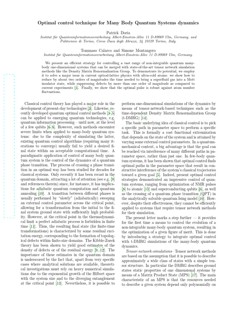 2011-Optimal Control Technique For Many Body Quantum Systems Dynamics ...