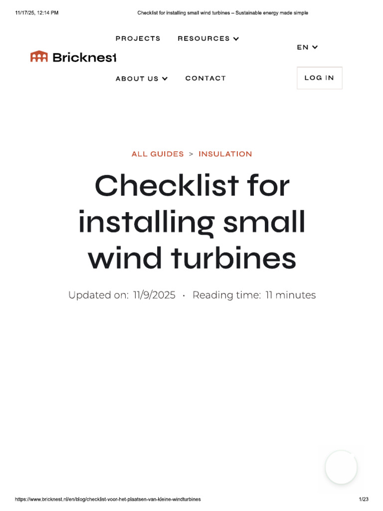 Checklist For Installing Small Wind Turbines | PDF