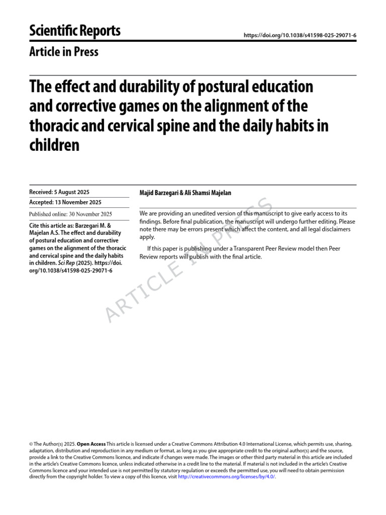 Postural Education's Impact on Children's Spine | PDF | Effect Size