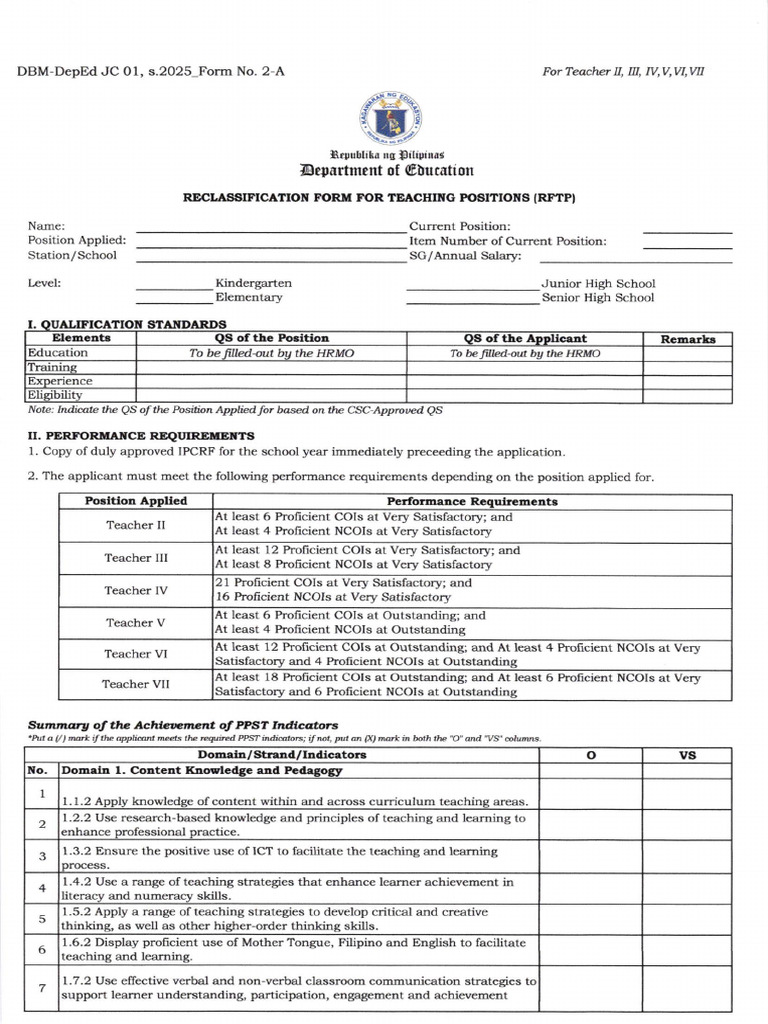 Requirements Teacher Reclass Forms | PDF | Educational Assessment ...