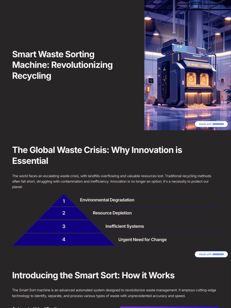 Smart Waste Sorting Machine Revolutionizing Recycling | PDF