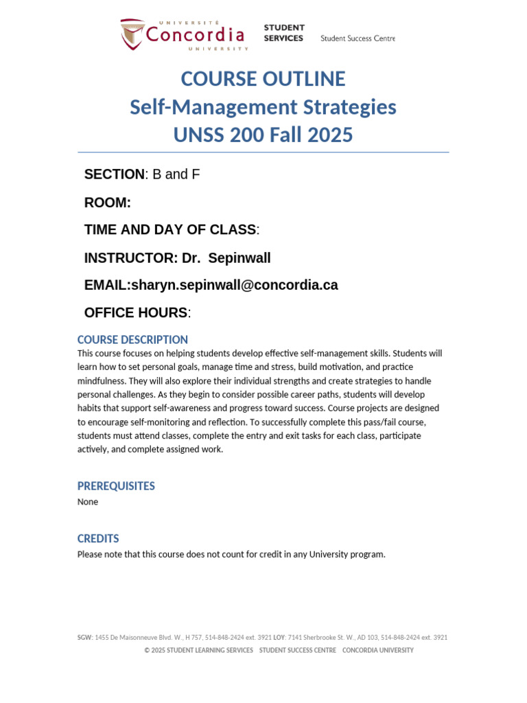 UNSS 200 Fall 2025 Course Outline Final | PDF | Plagiarism | Academic ...