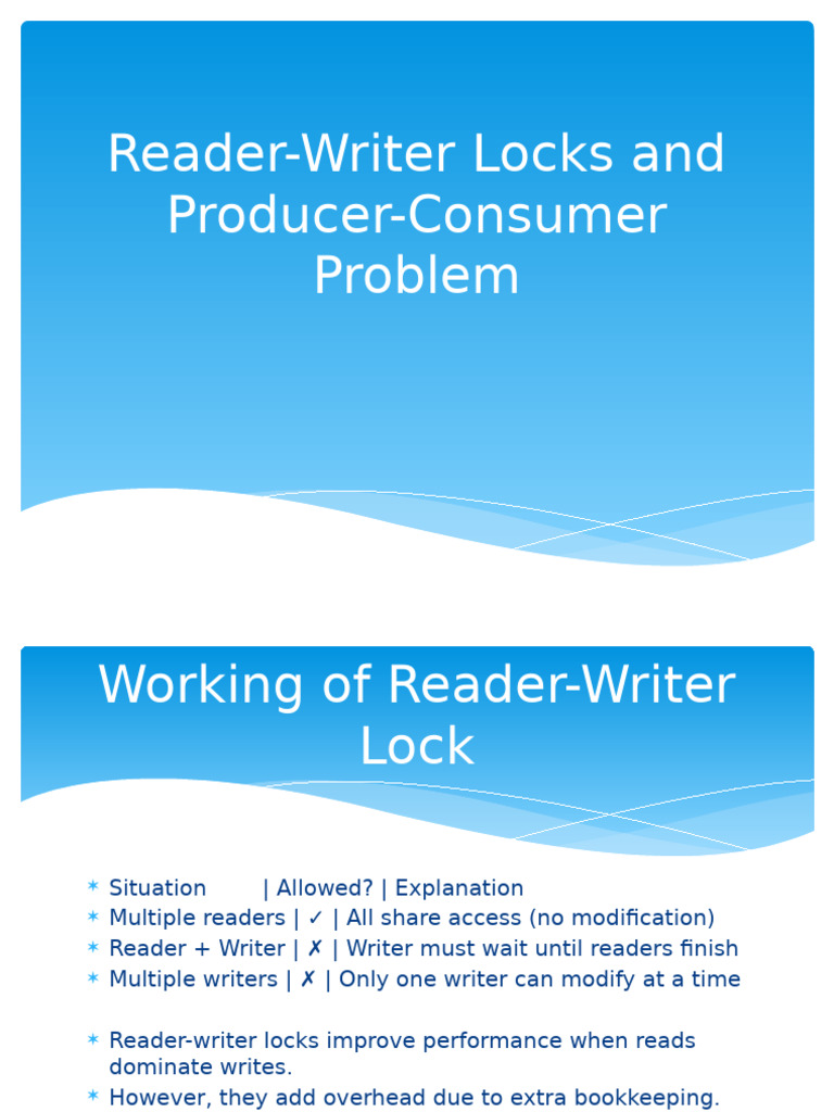 Reader Writer and Producer Consumer | PDF