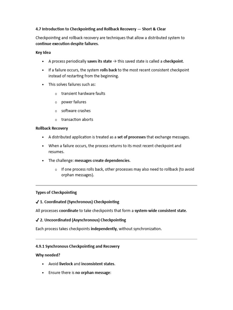 Check Point Nad Roll Back Recovery | PDF | Computer Architecture ...