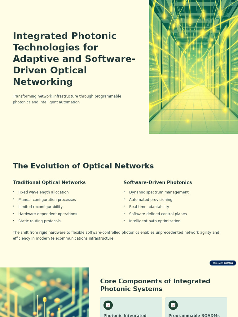 CBTS Integrated Photonic Technologies For Adaptive and Software Driven ...