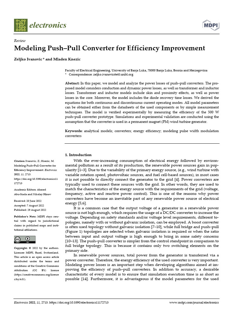 Push-Pull Converter Efficiency Modeling | PDF | Rectifier | Electrical ...
