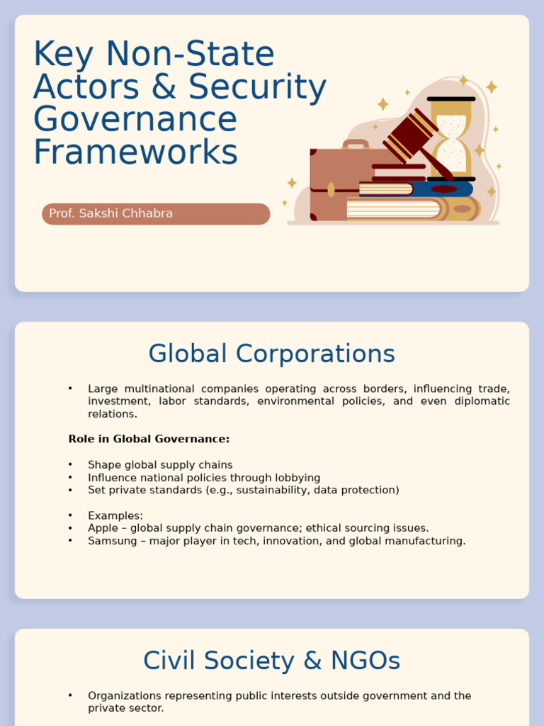 Key Non-State Actors & Security Governance Frameworks: Prof. Sakshi ...