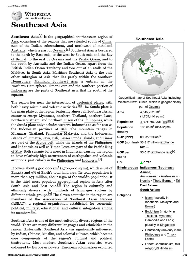 Overview of Southeast Asia Region | PDF | Southeast Asia | Asia