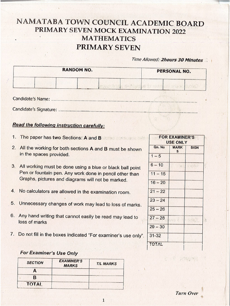Mock Math 2022 | PDF