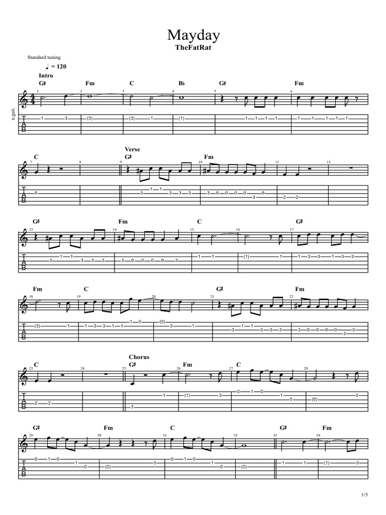Mayday Guitar Tabs by TheFatRat | PDF | Songs