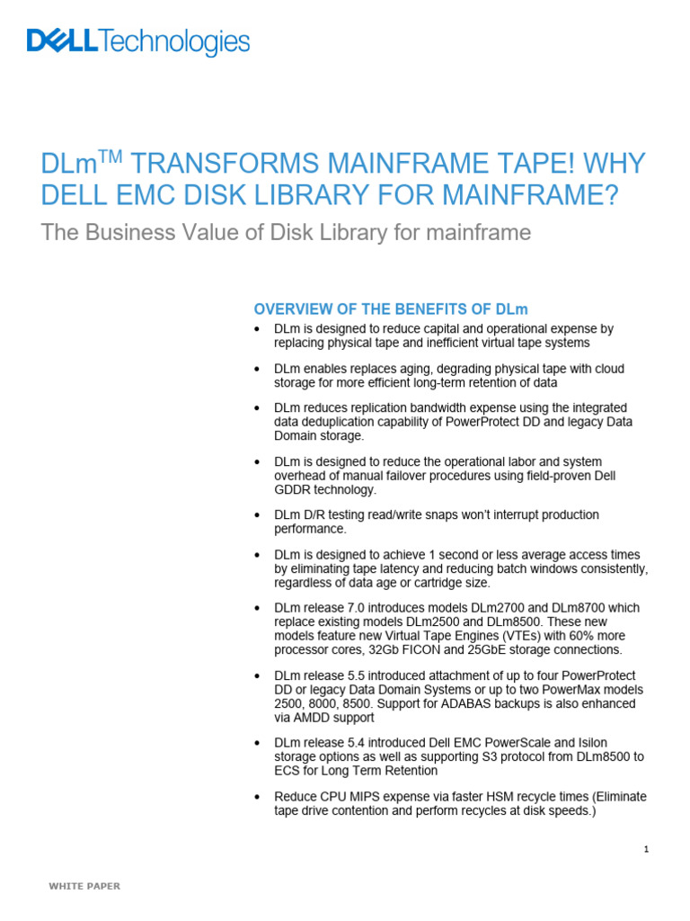 h11879 Emc DLM Transforms Mainframe Tape WP | PDF | Backup | Computer ...