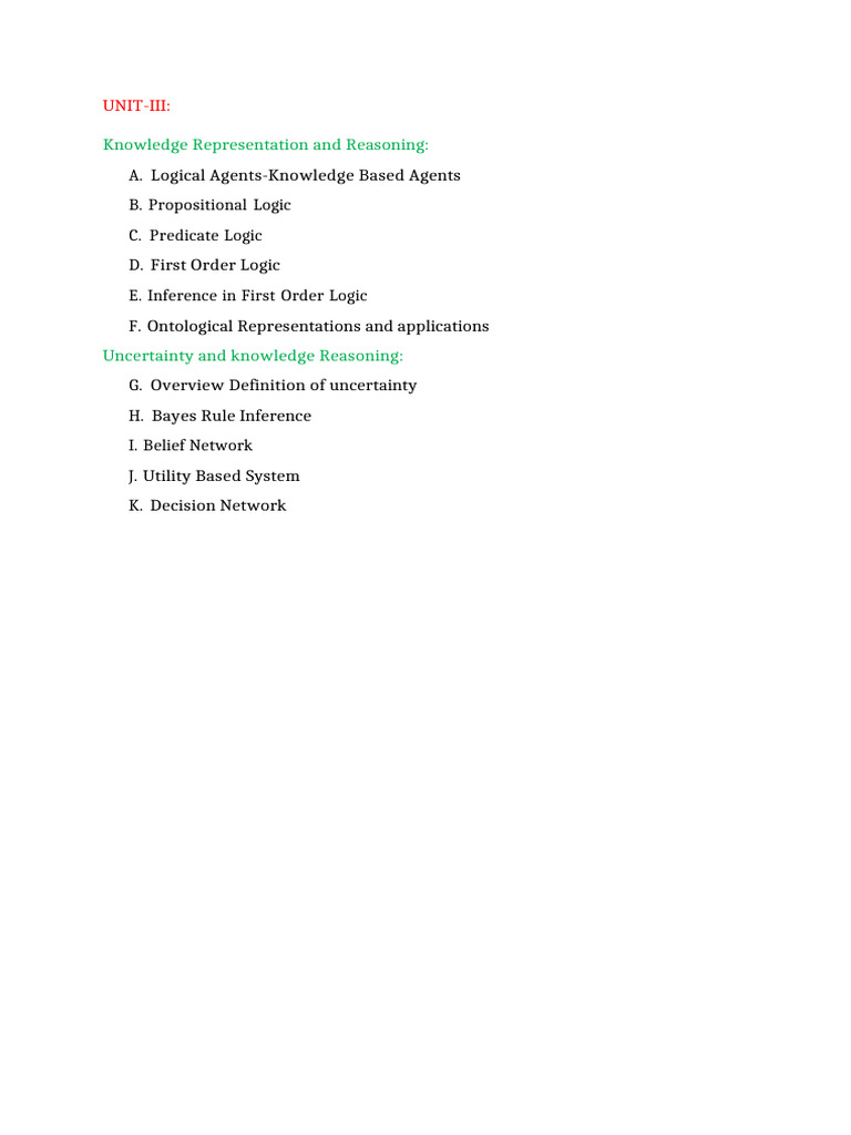Ai - Unit - Iii | PDF | Bayesian Network | First Order Logic