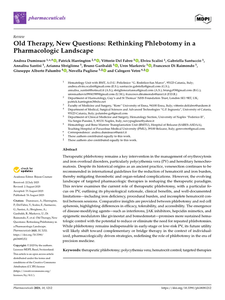 Rethinking Phlebotomy in Modern Therapy | PDF | Aspirin | Inflammation