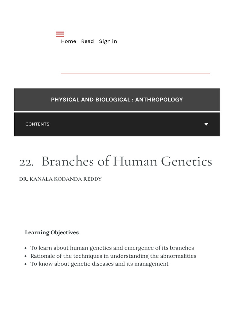 Branches of Human Genetics – Physical and Biological - Anthropology ...