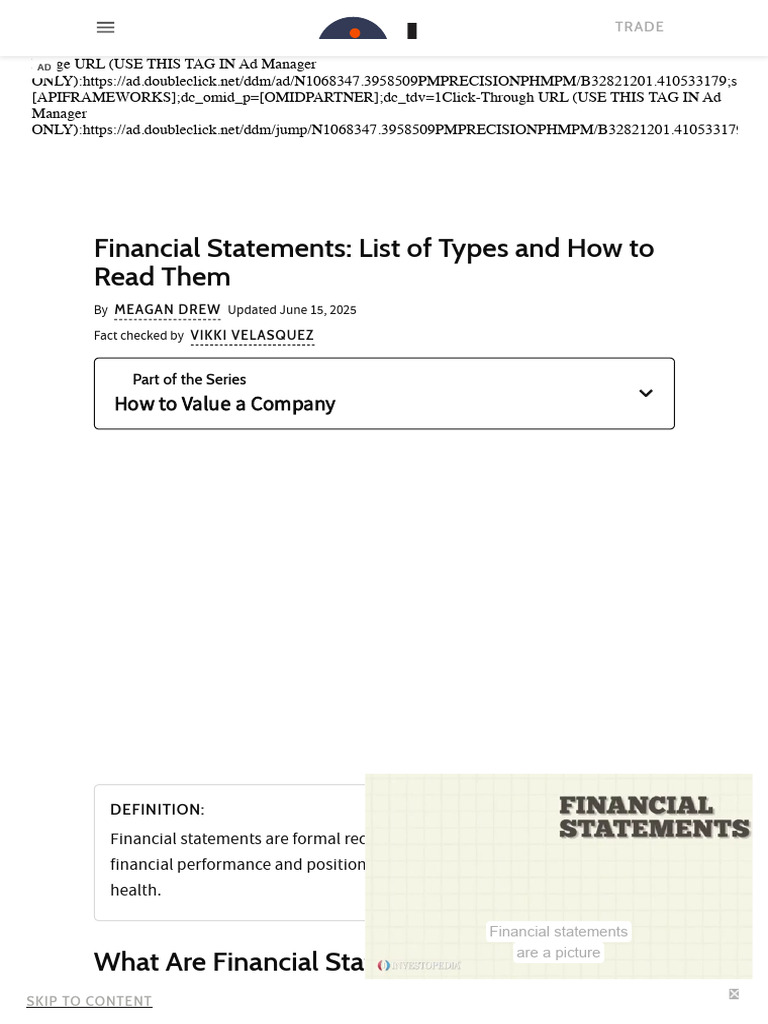 Financial Statements - List of Types and How To Read Them | PDF ...