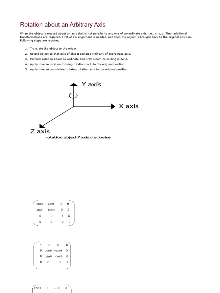 3D Rotation About Arbitrary Axis Guide | PDF
