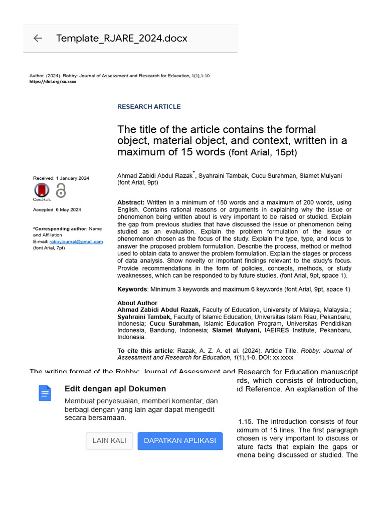 The Title of The Article Contains The Formal Object, Material Object ...
