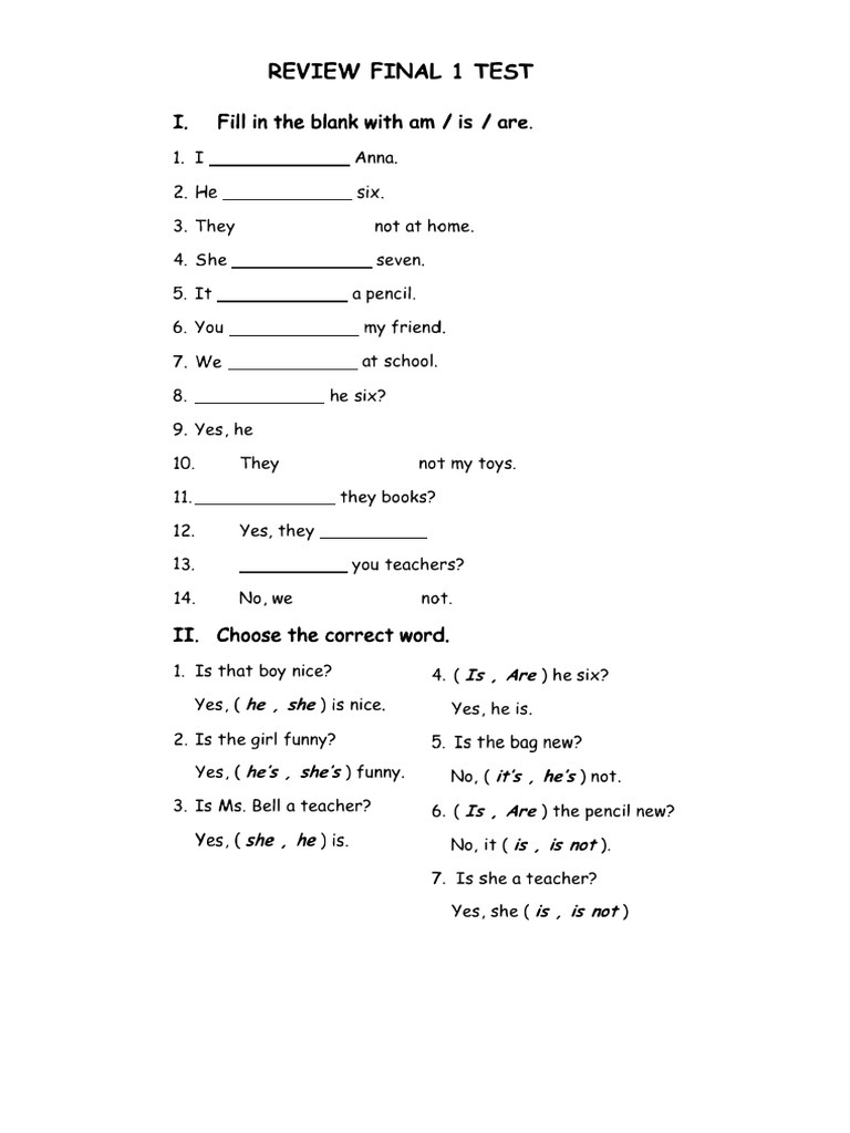 English Grammar Test Review Guide | PDF