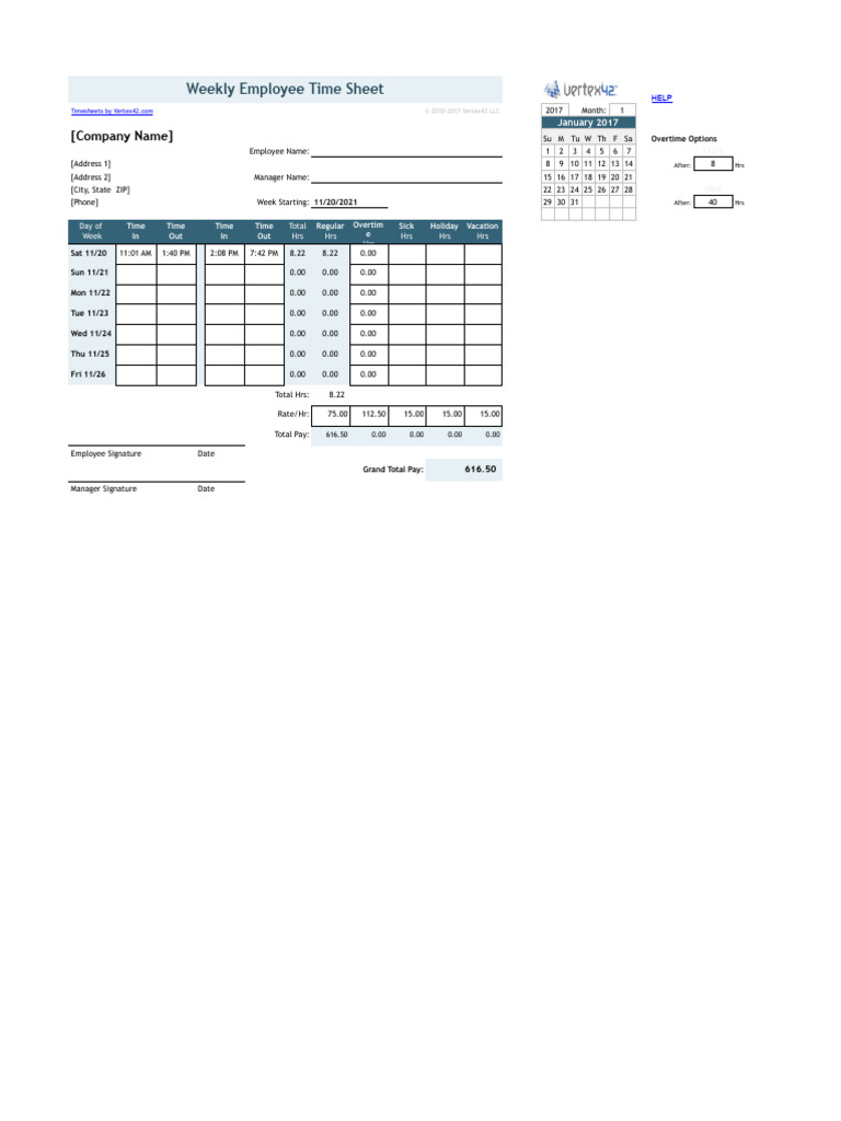 Timesheet With Breaks | PDF | Labor | Labor Relations