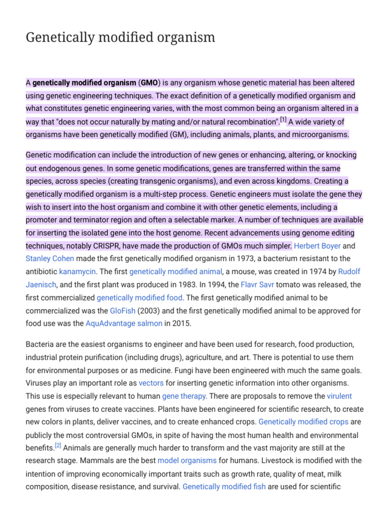 Understanding Genetically Modified Organisms | PDF | Genetically ...
