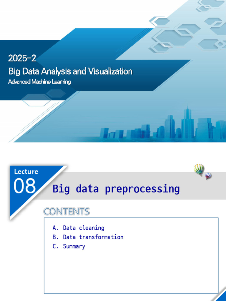 Lecture 9 - ML - Data Preprocessing 251027 | PDF | Principal Component Analysis | Machine Learning