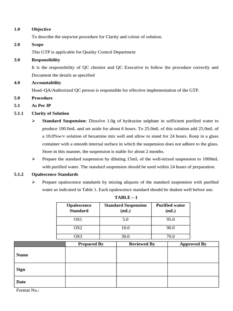 Clarity and Colour Testing Procedure | PDF | Light