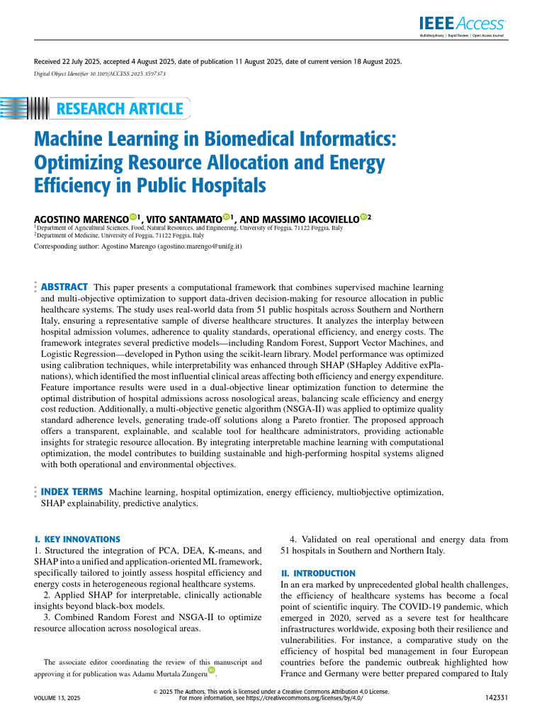 Machine Learning in Biomedical Informatics Optimizing Resource ...
