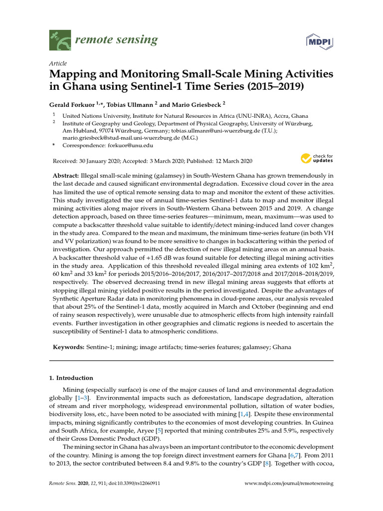Mapping and Monitoring Small-Scale Mining Activities in Ghana Using ...