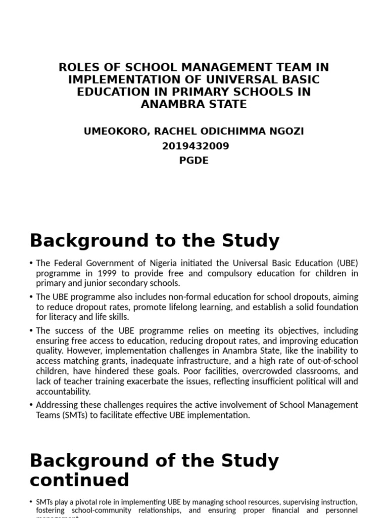 Roles of School Management Team in Implementation of | PDF | Cognition
