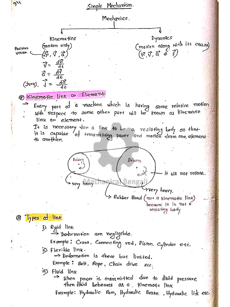 Theory of Machine (1. Simple Mechanism) | PDF
