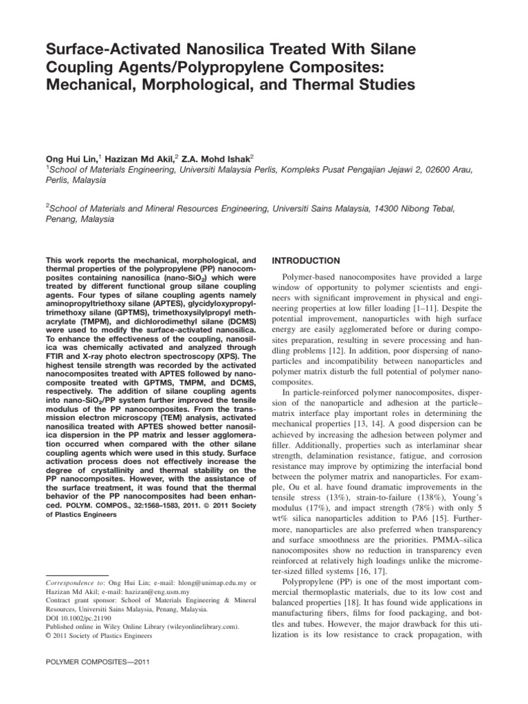 Surface-Activated Nanosilica Treated With Silane Coupling ...