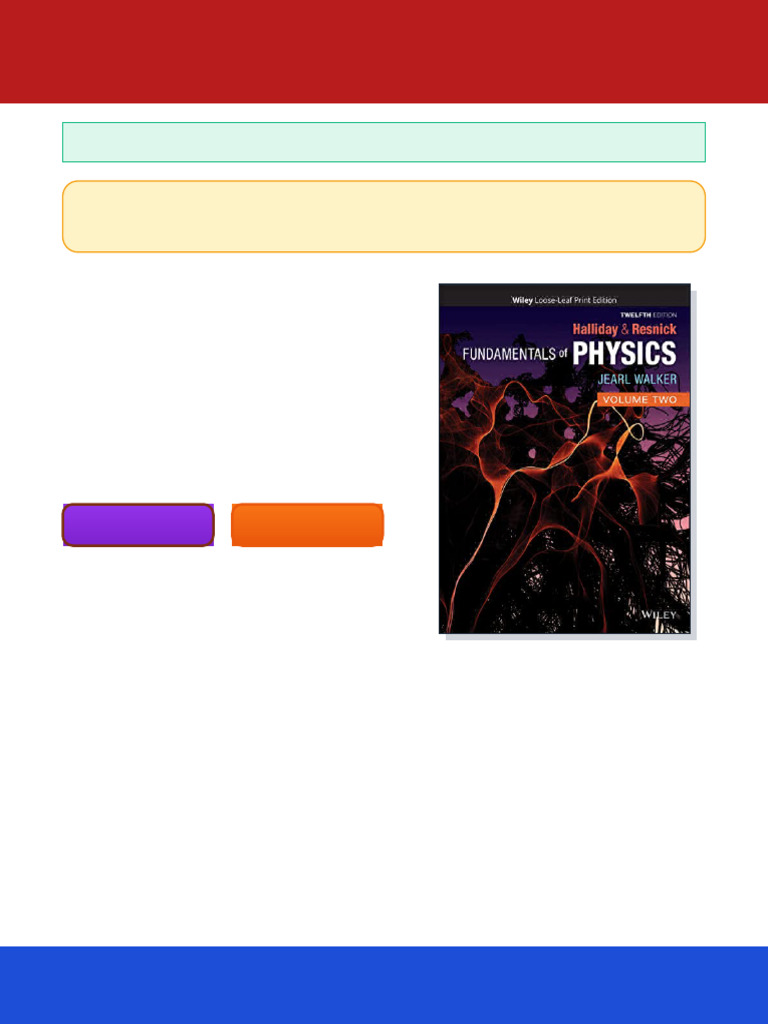 Halliday Resnick S Fundamentals of Physics 12e Volume 2 Chapters 21 44 David Halliday Ebook ...