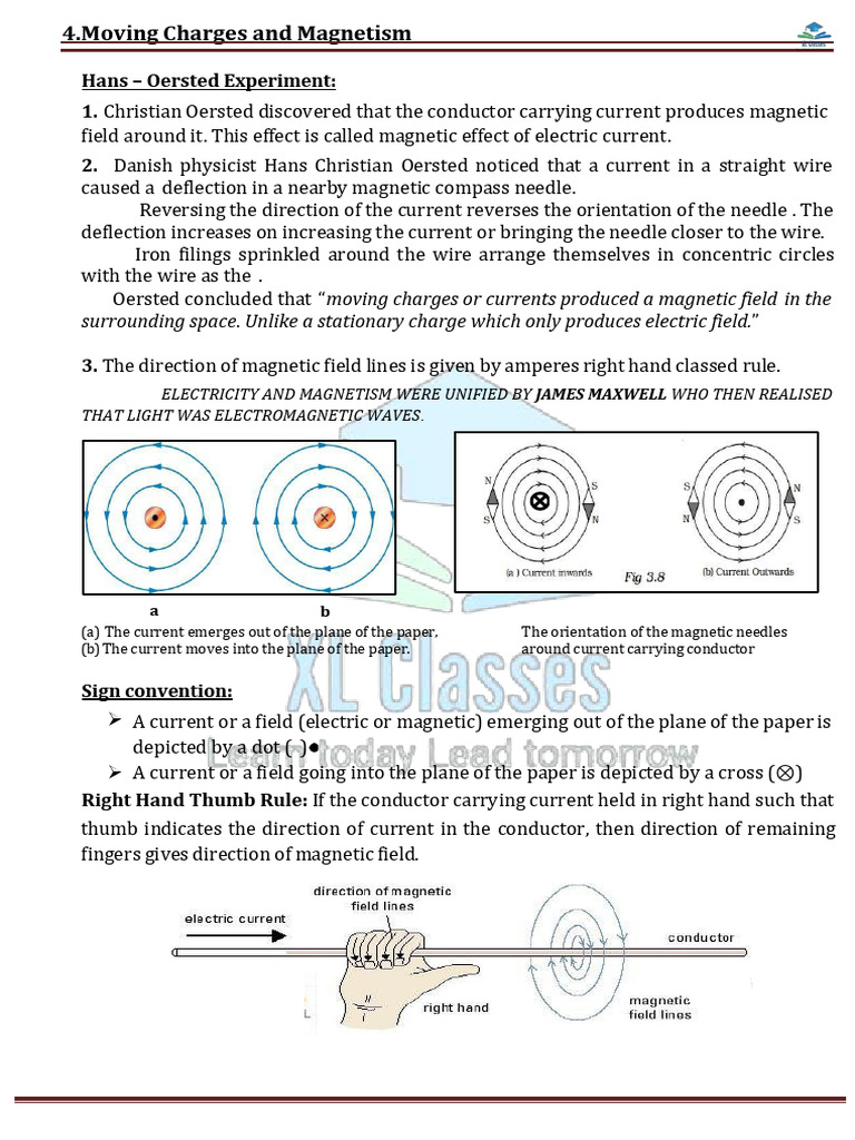 Moving Charges and Magnetism | PDF | Magnetic Field | Force