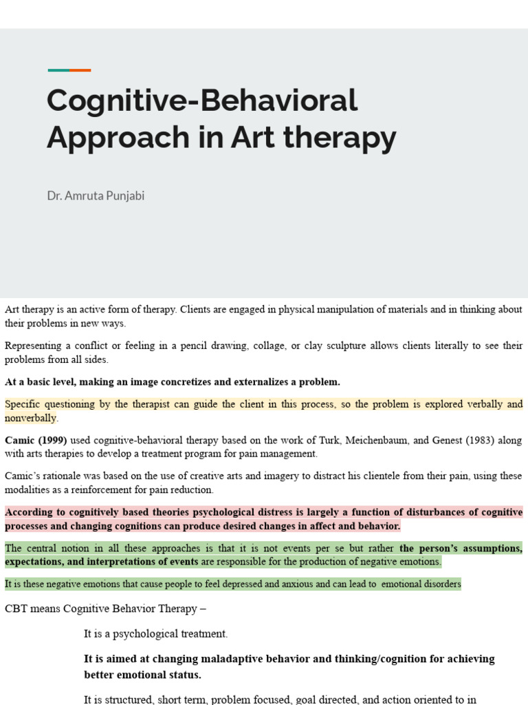 Cognitive-Behavioral Art Therapy Insights | PDF | Cognitive Behavioral ...