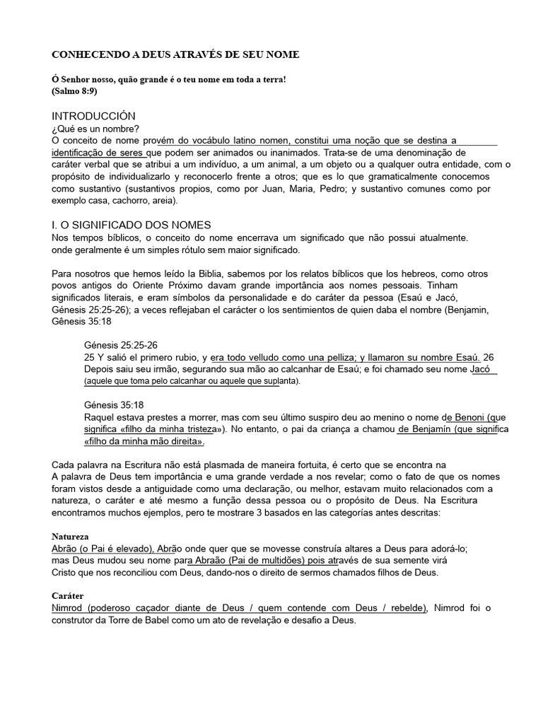 Nomes de Deus e Seus Significados | PDF | Jeová | Trindade