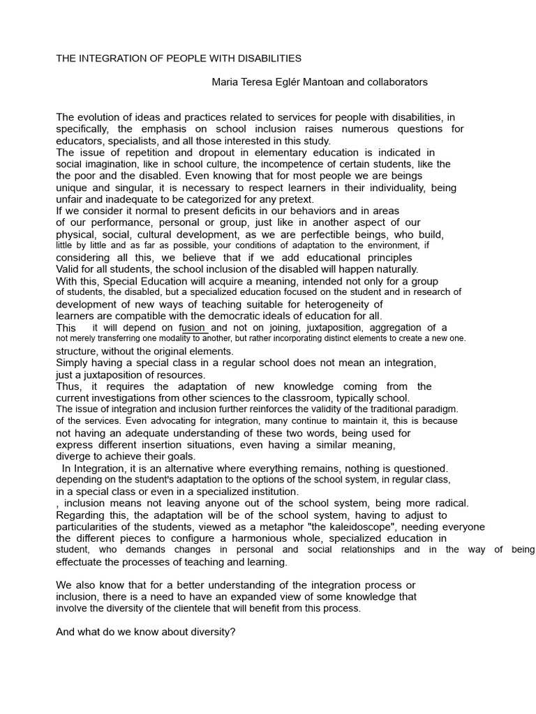 MANTOAN, Maria T. E. - The Integration of The Person With Disabilities ...