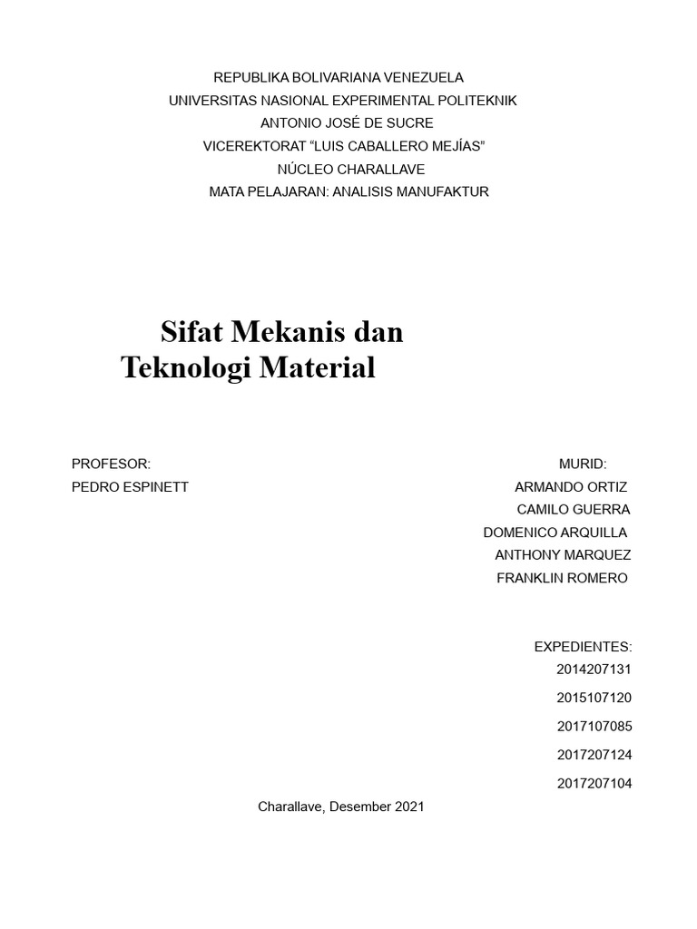 Sifat Mekanis dan Teknologi Material | PDF