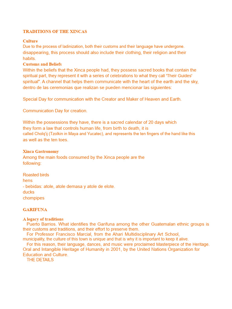 Traditions of The Xincas | PDF | Maya Peoples | Cultural Anthropology