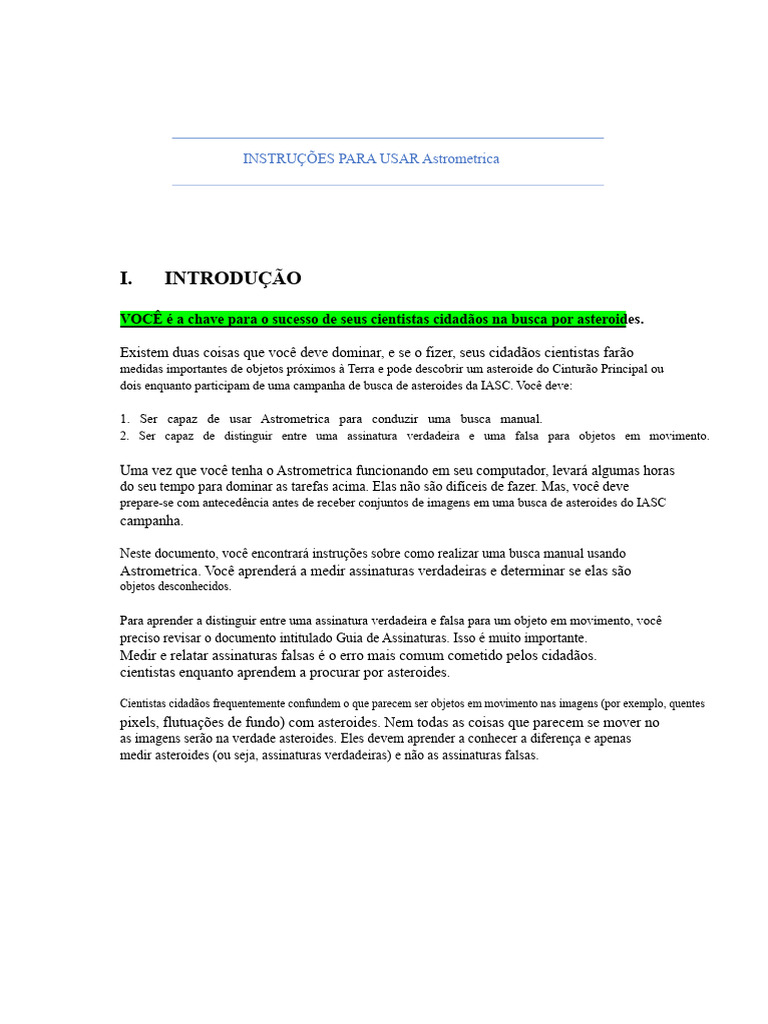 Instruções para Usar Astrometrica | PDF | Asteroide | Imagem