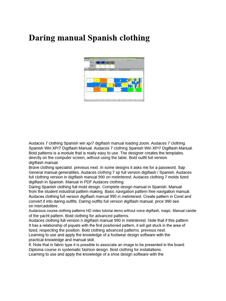 Audaces 7 Clothing Manual in Spanish | PDF | Sewing | Computing